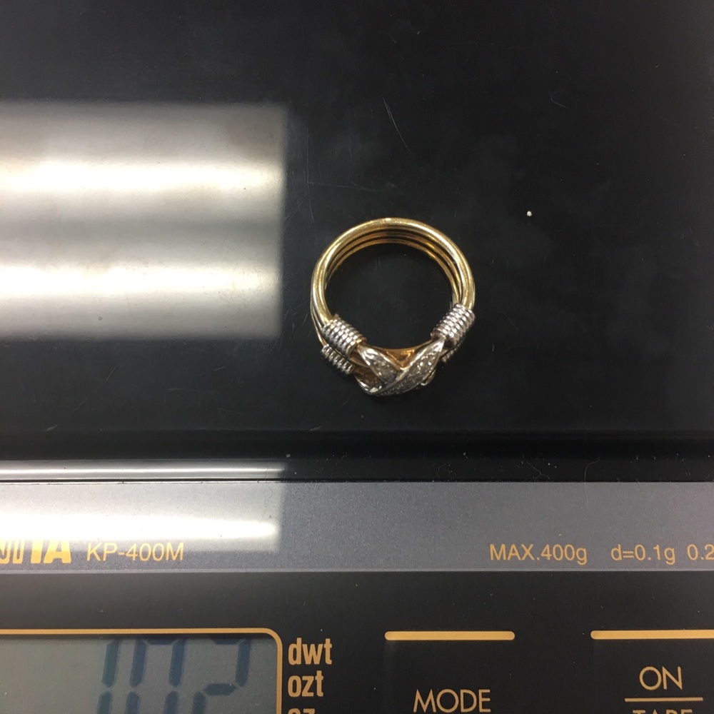 14k Gold Stamped Round Diamonds Ring - Gem